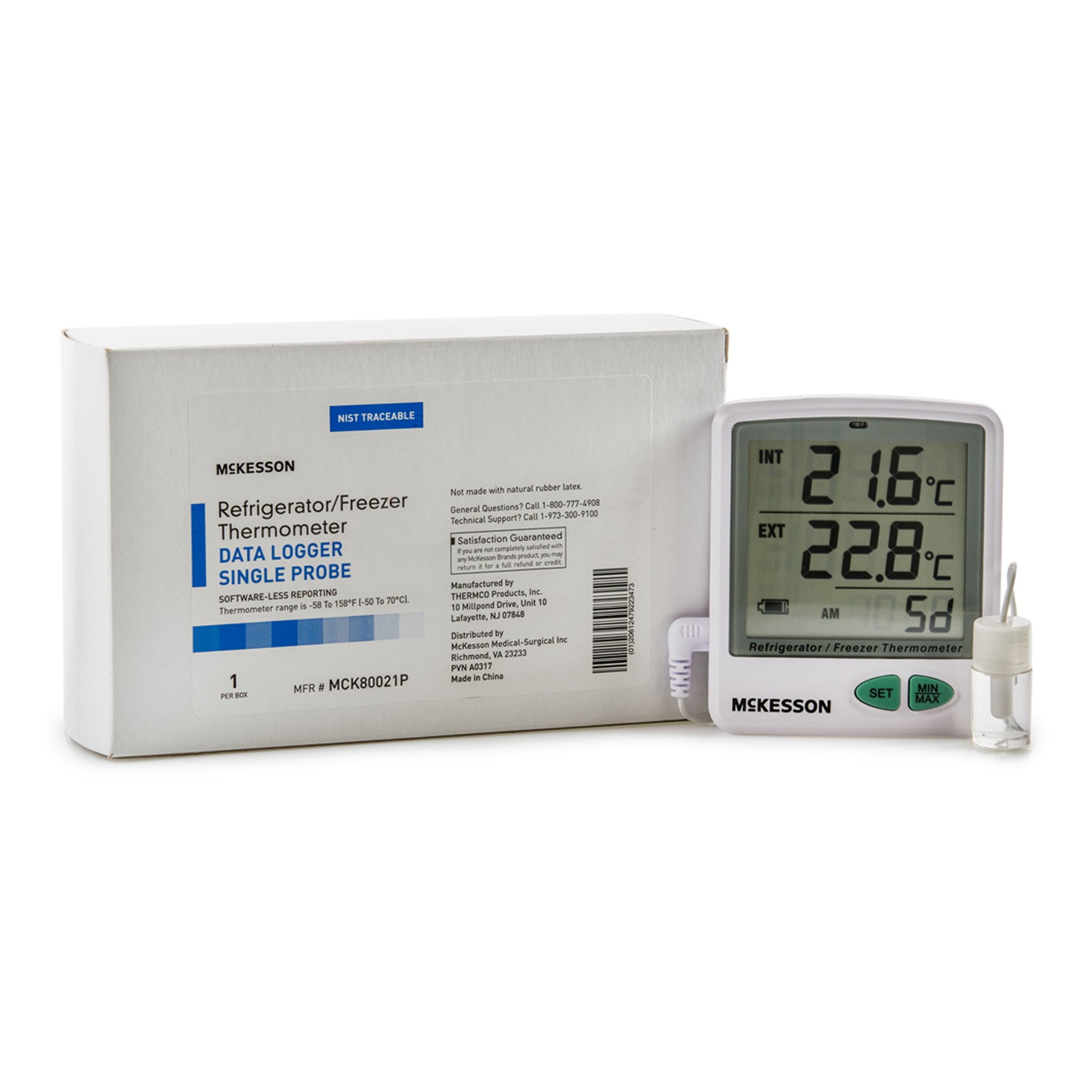 McKesson Single-Probe Datalogging Digital Thermometer, for Refrigerator ...