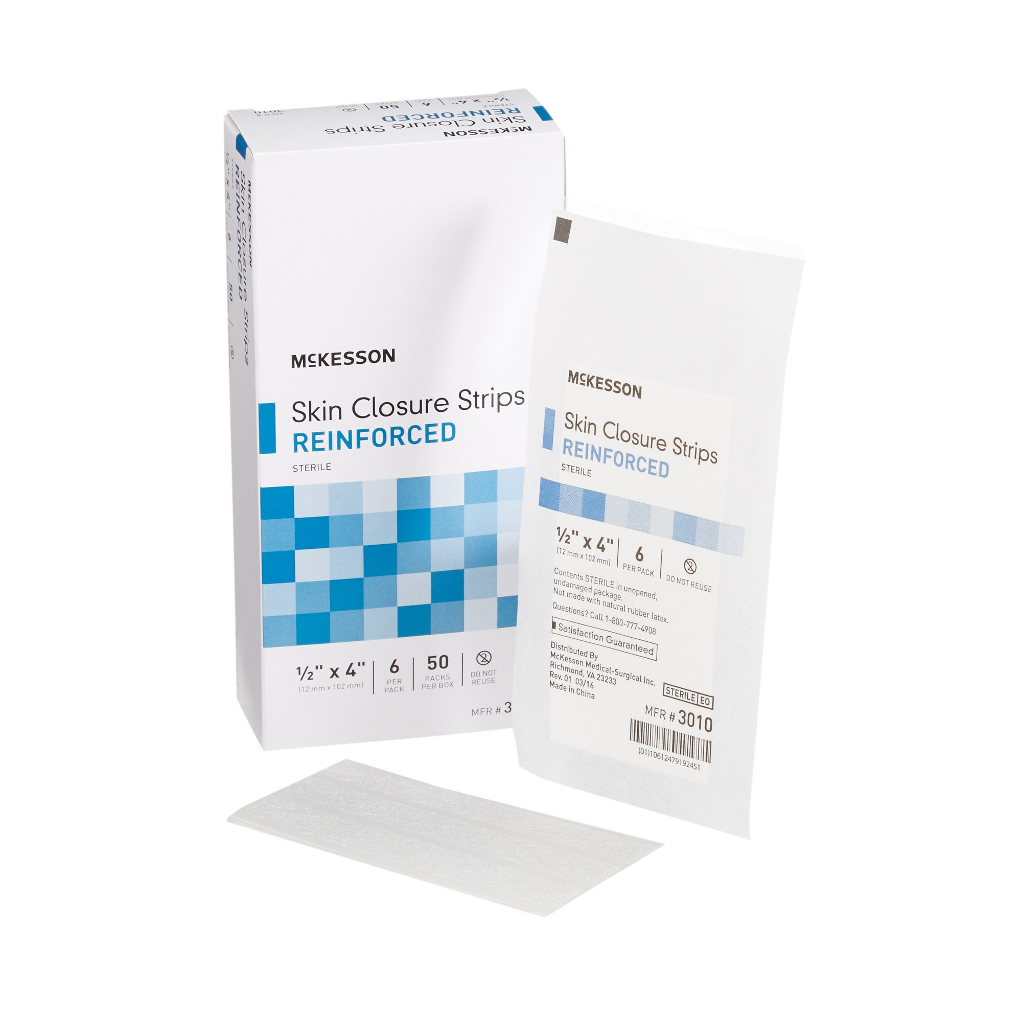 McKesson Skin Closure Strips - Sterile, Reinforced Wound Bandage, 1/2 ...