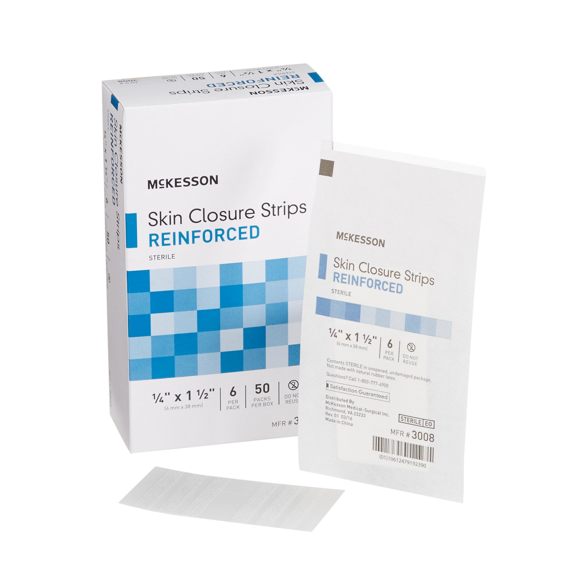McKesson Skin Closure Strips - Sterile, Reinforced Wound Bandage, 1/4 ...