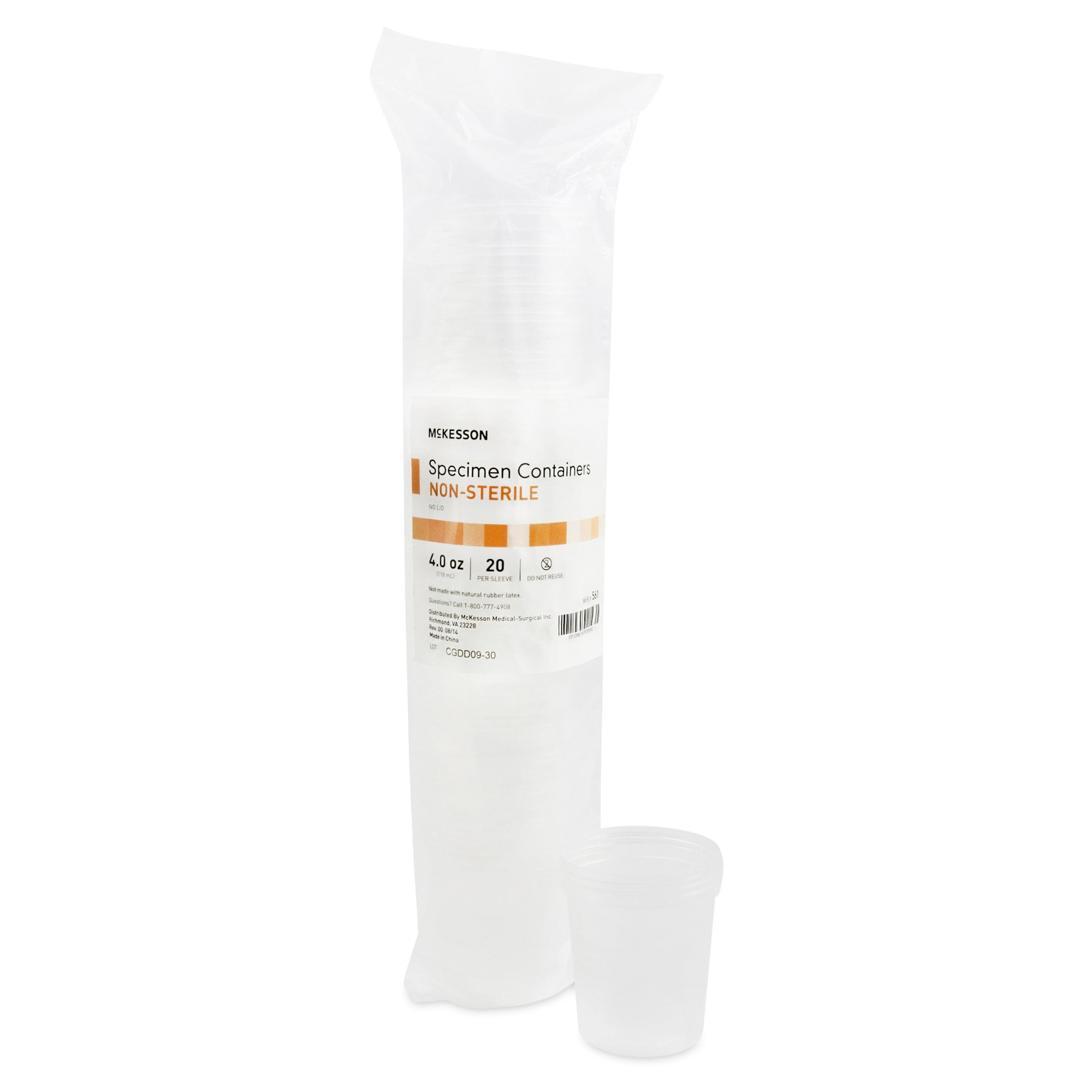 McKesson Specimen Containers - Clear, Without Closure, 120 mL/4 oz, 20 ...