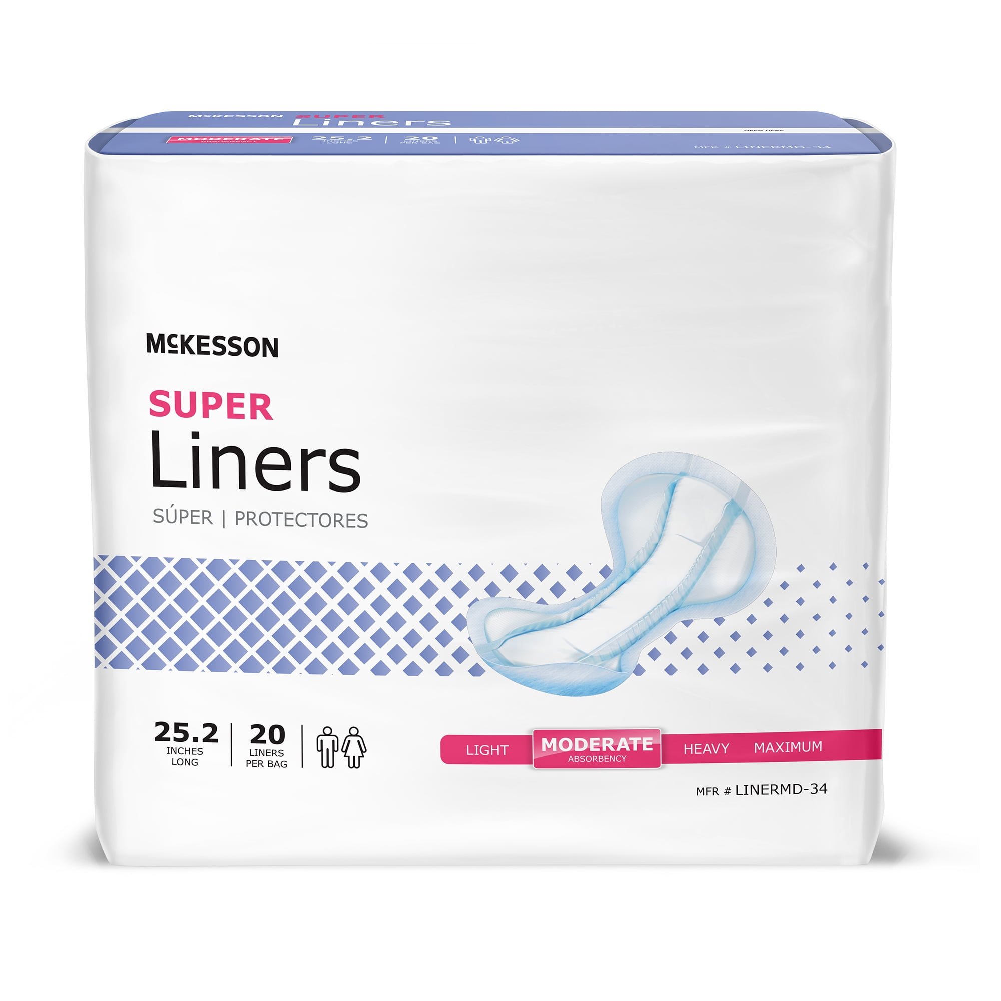 McKesson Super Incontinence Liners, Moderate Absorbency - Unisex ...