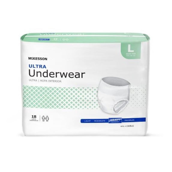 McKesson Ultra Disposable Adult Diapers, Heavy Absorbency, Large, 18 ...