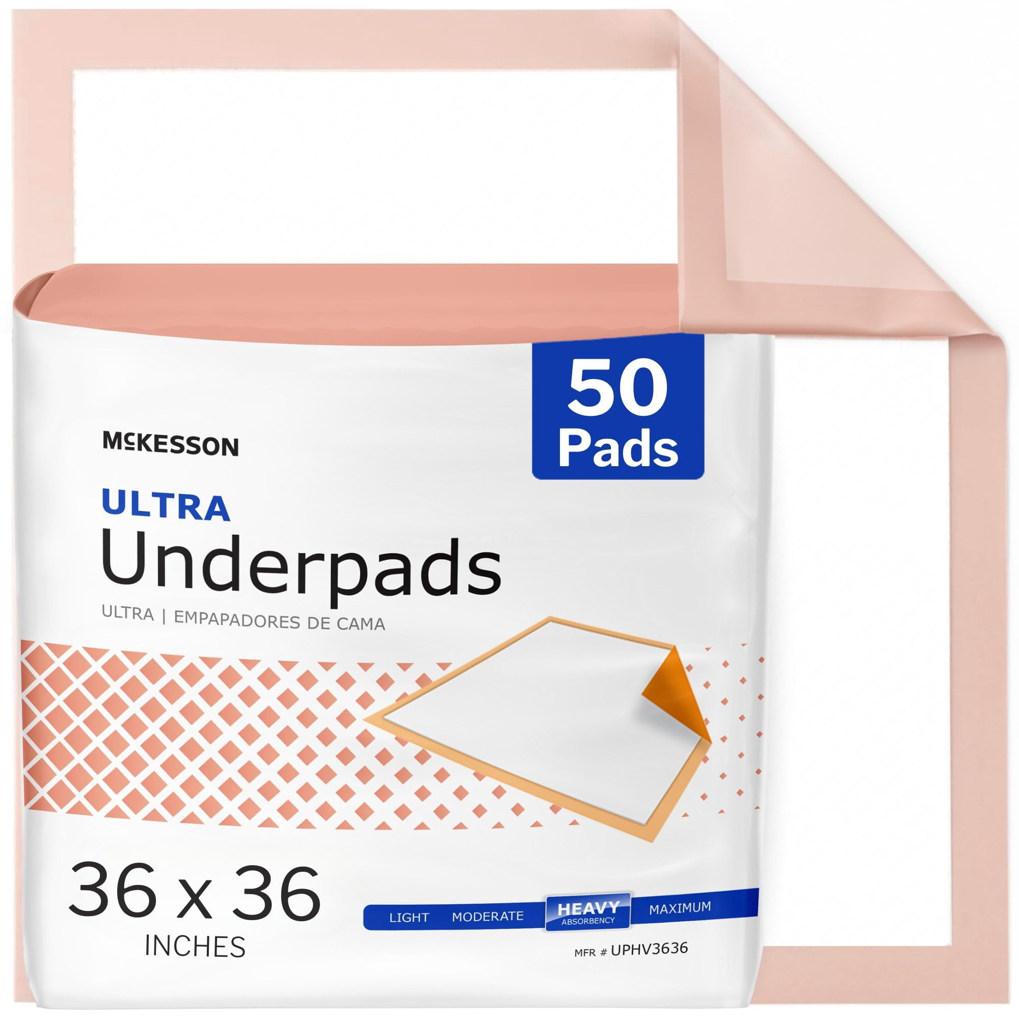 McKesson Underpads Disposable Bed Pads 36" x 36" [50 Count], Heavy ...