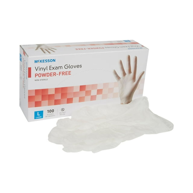 McKesson First Aid Vinyl Exam Gloves, High Tactile Sensitivity ...
