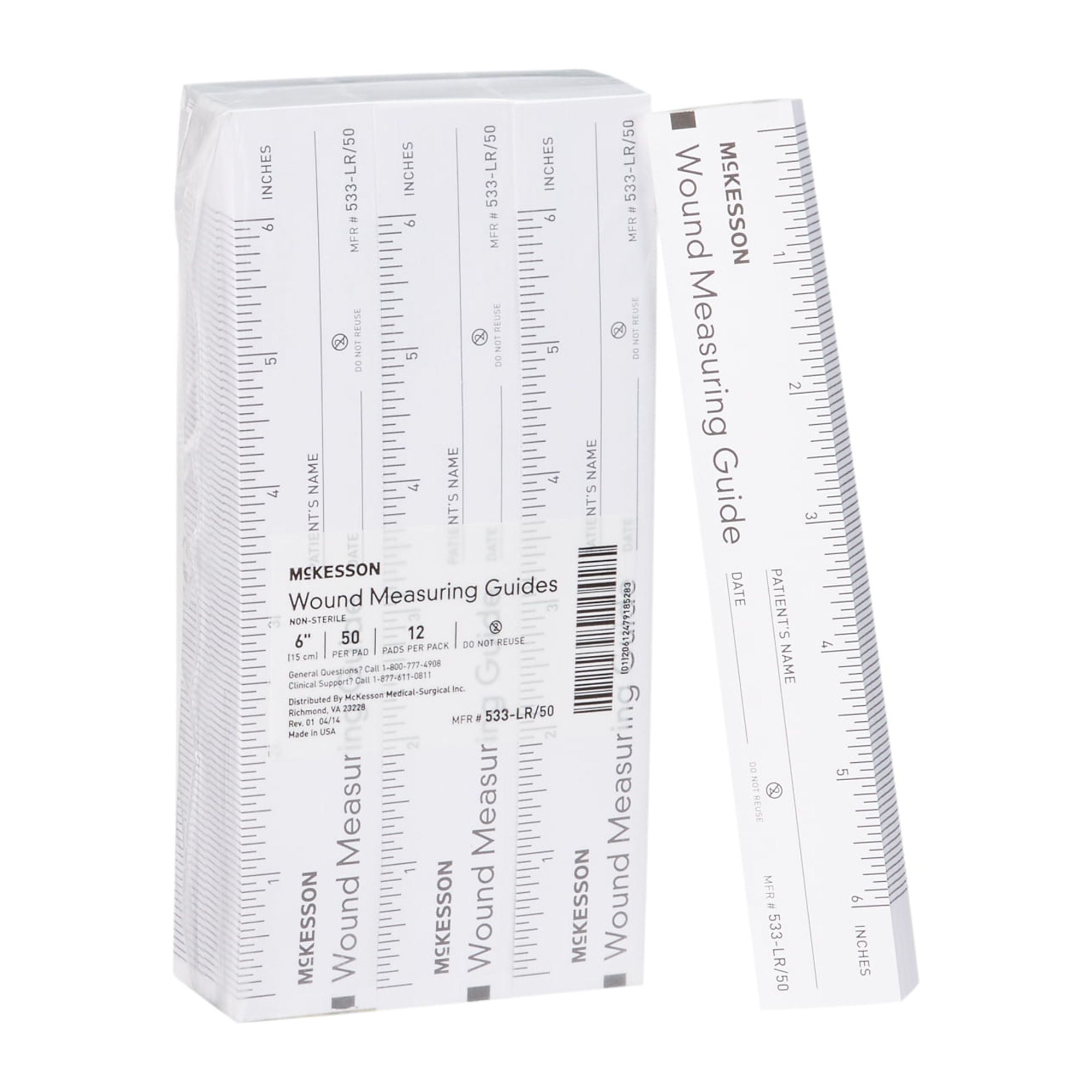 McKesson Wound Measuring Guide, Paper Ruler - 6 inches long, 50 count ...