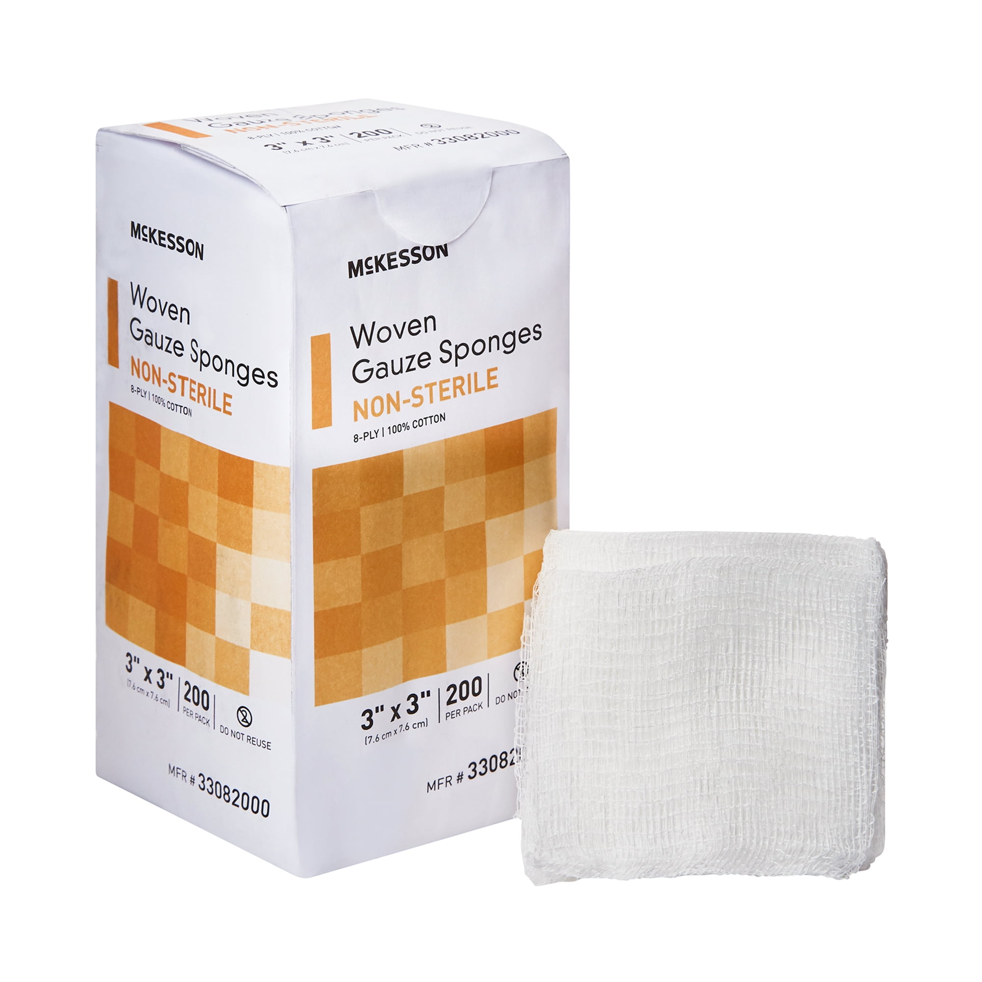 McKesson Woven Gauze Sponges, Non-Sterile 8-Ply Wound Pads, 3 in x 3 in ...