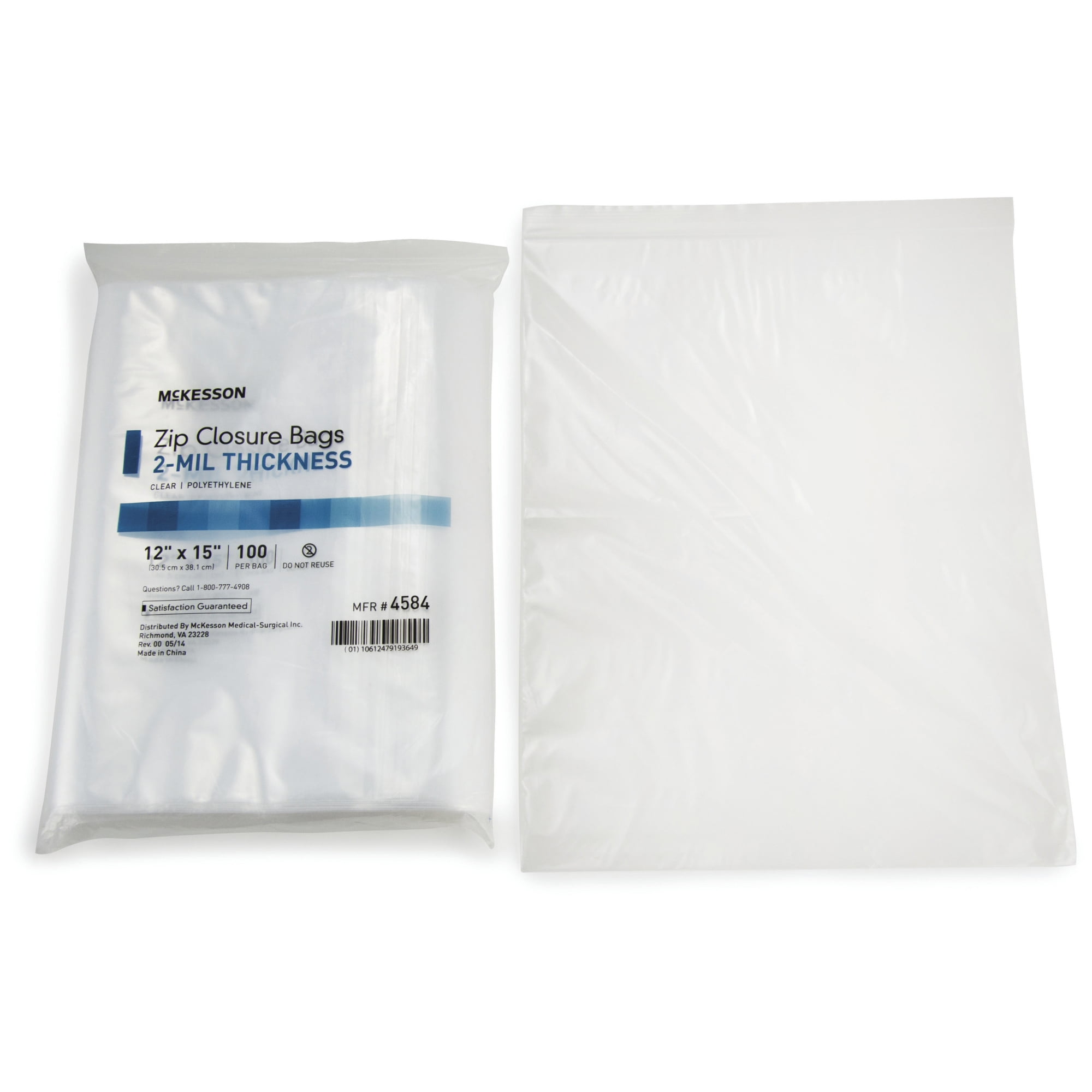 McKesson Zip Closure Bags - Disposable Clear Bag with Reclosable Zipper ...