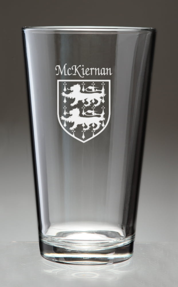 McKiernan Irish Coat of Arms Pint Glasses - Set of 4 (Sand Etched ...