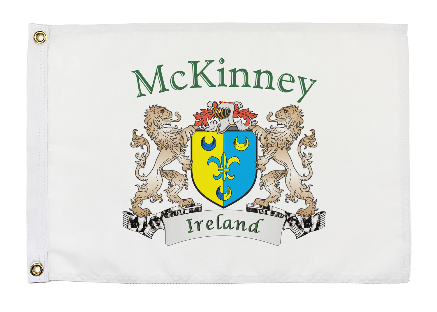 McKinney Irish Coat of Arms Small White Flag - 16"x10.5" inches ...