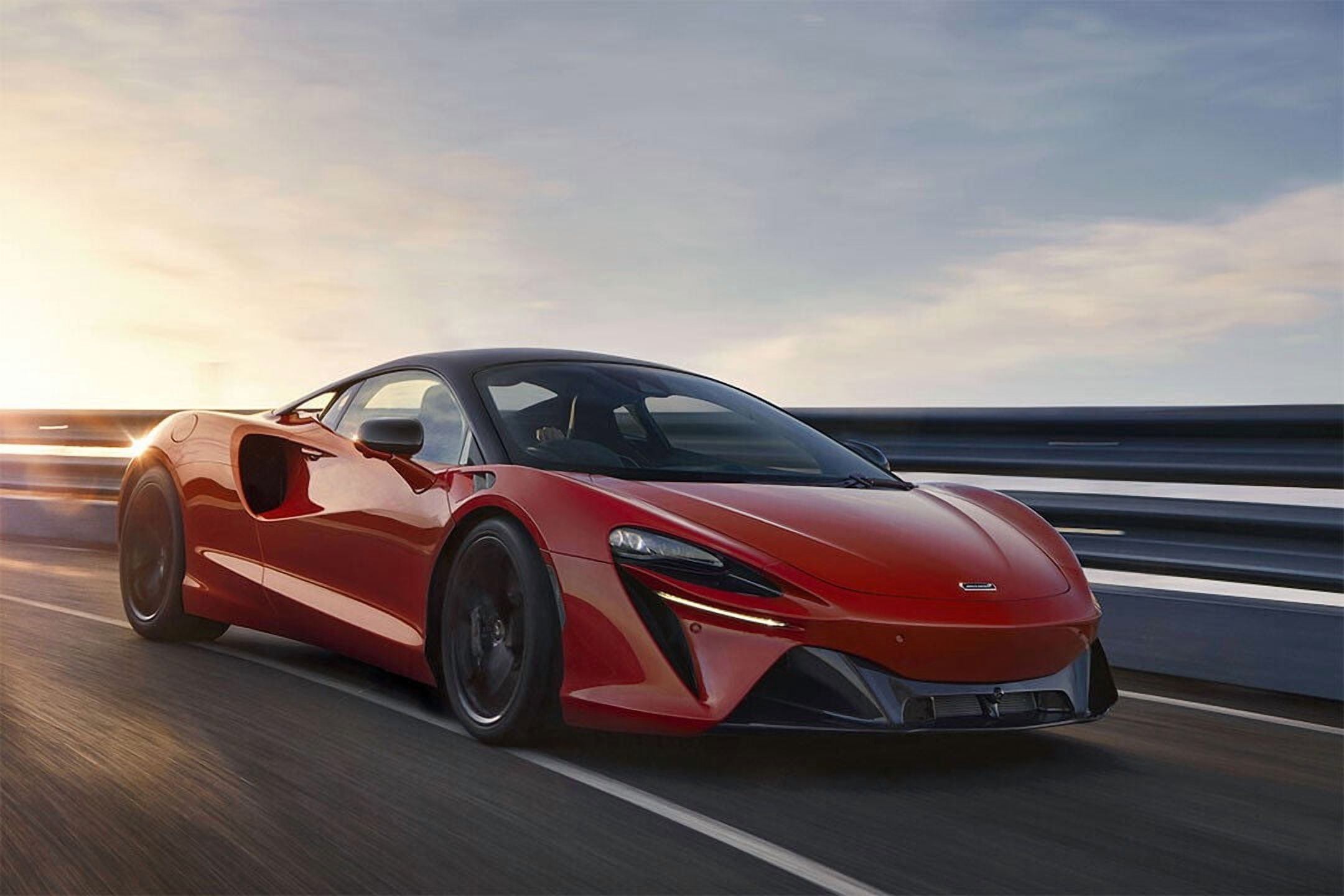 McLaren Artura Highway Speed Driving Red Car Wall Poster - 12x18 Inch ...