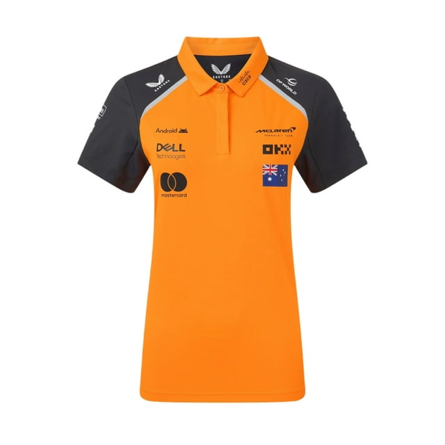 McLaren F1 Women's 2025 Oscar Piastri Team Drivers Polo Shirt- Papaya ...