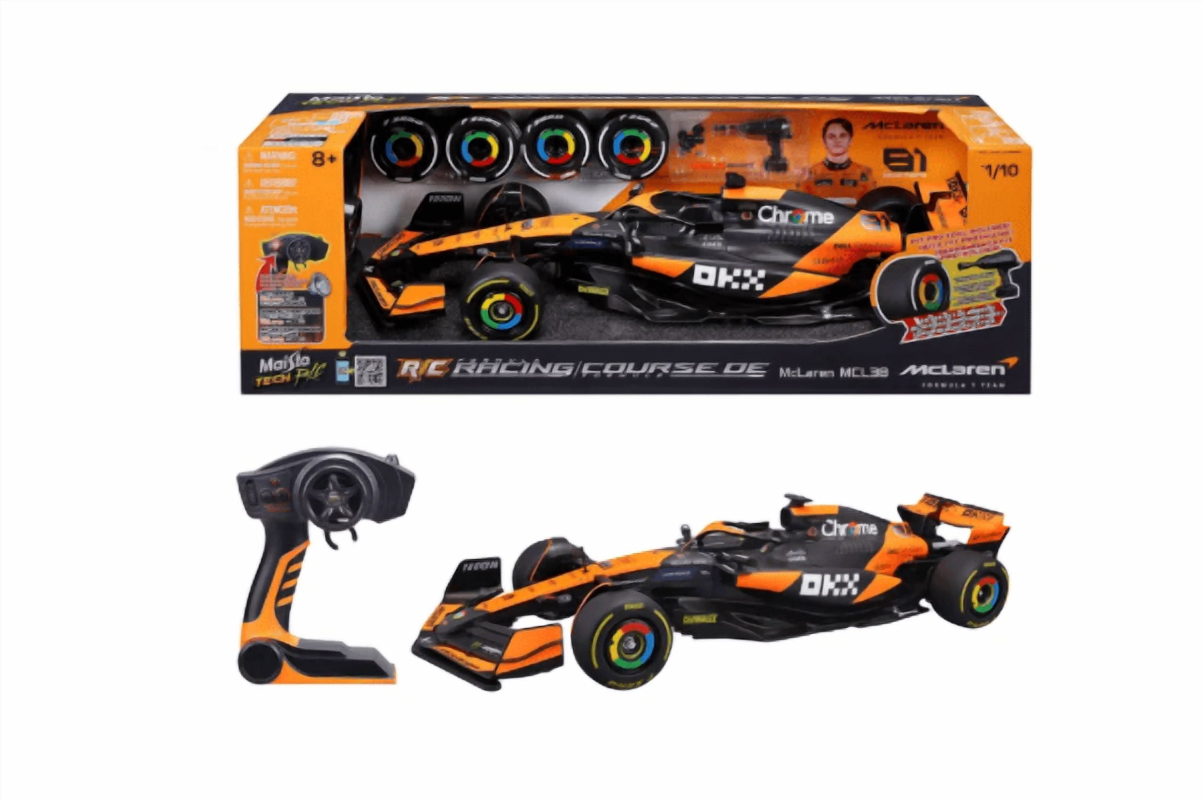 McLaren MCL38 RC Formula Race Car 1:10 Scale with Remote Control ...