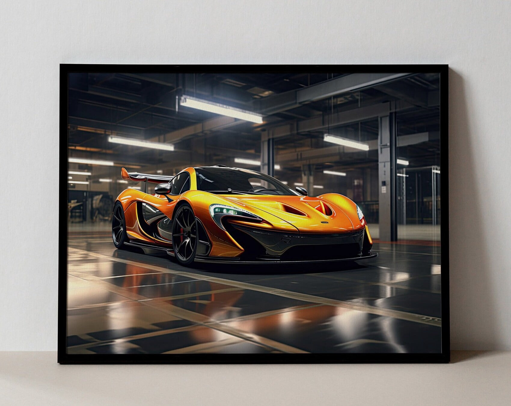 McLaren P1 Showroom Framed Car Poster Print McLaren Poster McLaren P1 ...