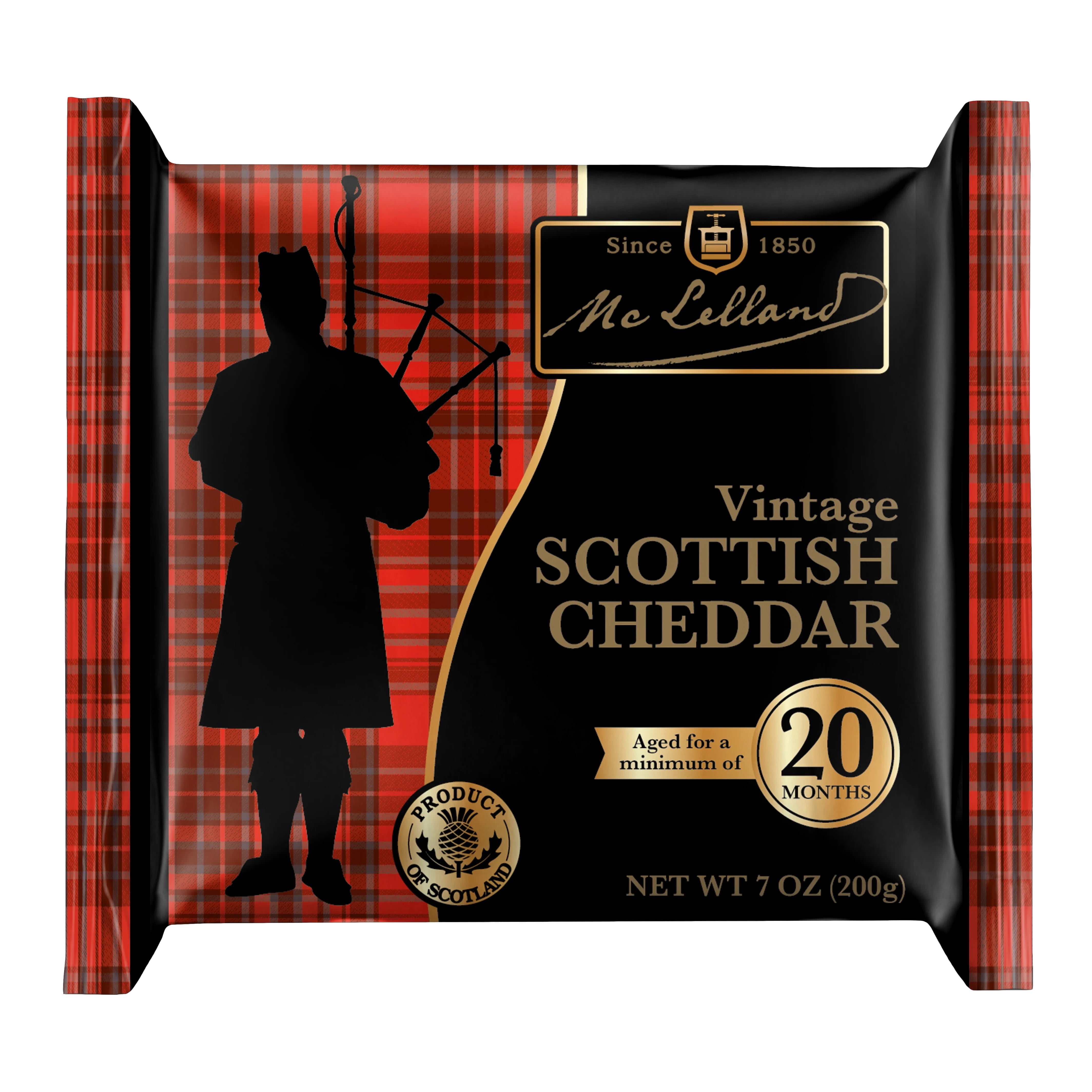 McLelland 20 Month Aged Vintage Scottish Cheddar Cheese Block, 7 oz ...