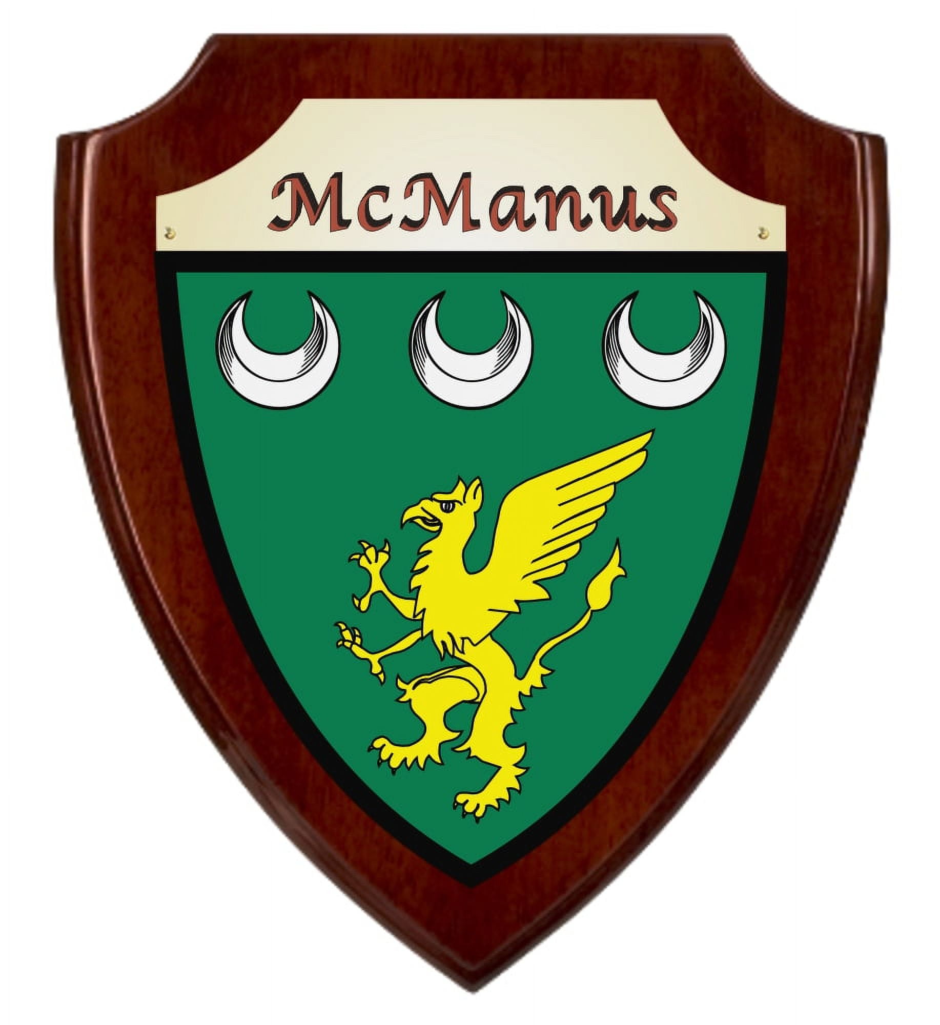 McManus Irish Coat of Arms Shield Plaque - Rosewood Finish - Walmart.com