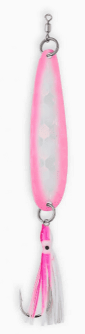 McOmie's 2 5/8" Lake Trout Glow Spoon w/ Hoochie Bubblegum Shrimp ...