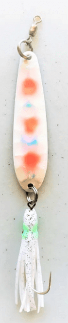 McOmie's 2 5/8" Lake Trout Glow Spoon w/ Hoochie Pearl Jam - Walmart.com