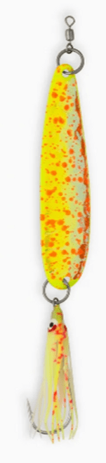 McOmie's 3 7/8" Salmon Glow Spoon w/ Hoochie Chartreuse Fire - Walmart.com