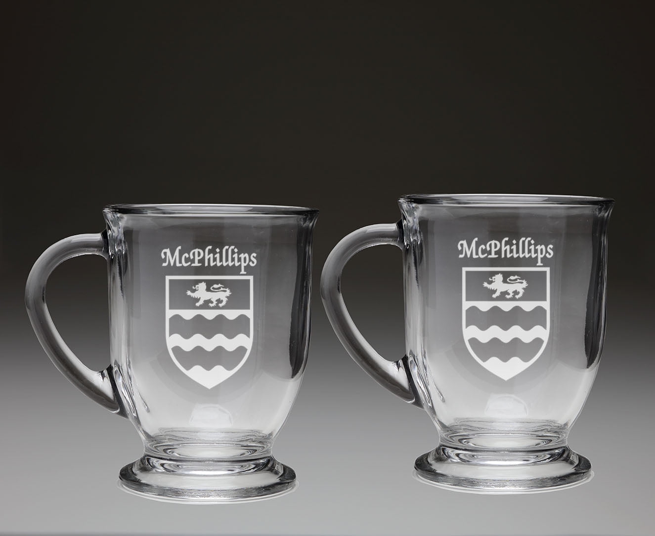 McPhillips Irish Coat of Arms Glass Coffee Mugs - Set of 2 - Walmart.com