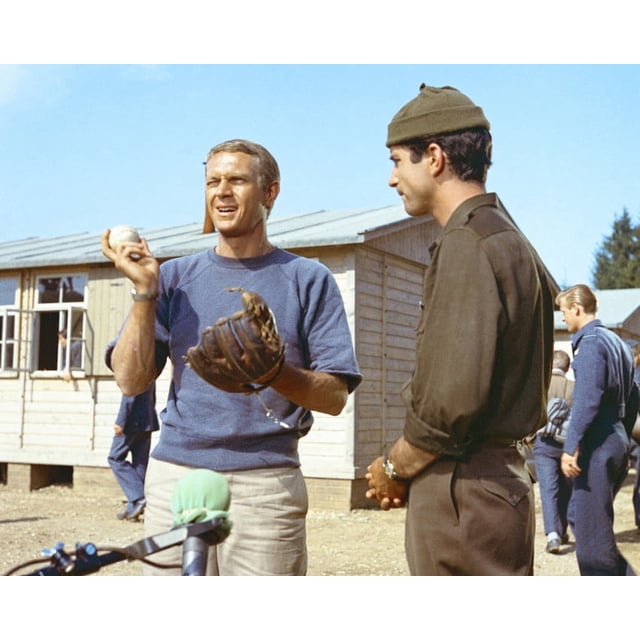 McQueen And Jud Taylor In The Great Escape With Baseball 24X36 Classic ...