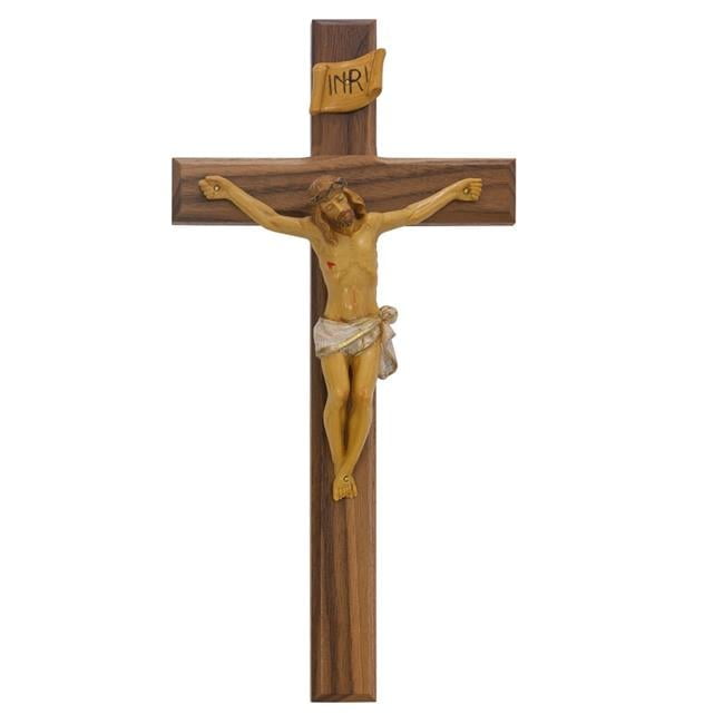 McVan 13 in. Walnut Stain Crucifix - Walmart.com