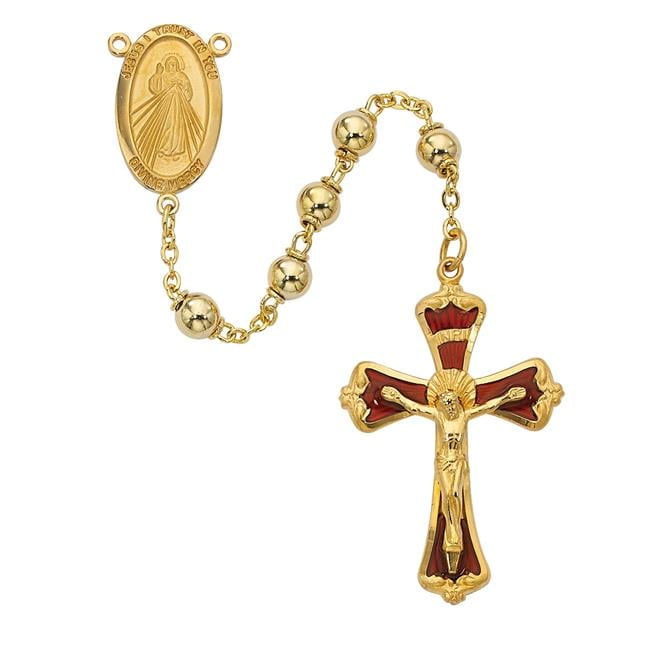 McVan 6 mm Divine Mercy Cross Rosary Set - Gold - Walmart.com