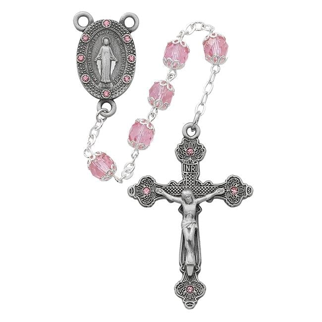 McVan 7 mm Capped Glass Cross Rosary Set - Pink - Walmart.com