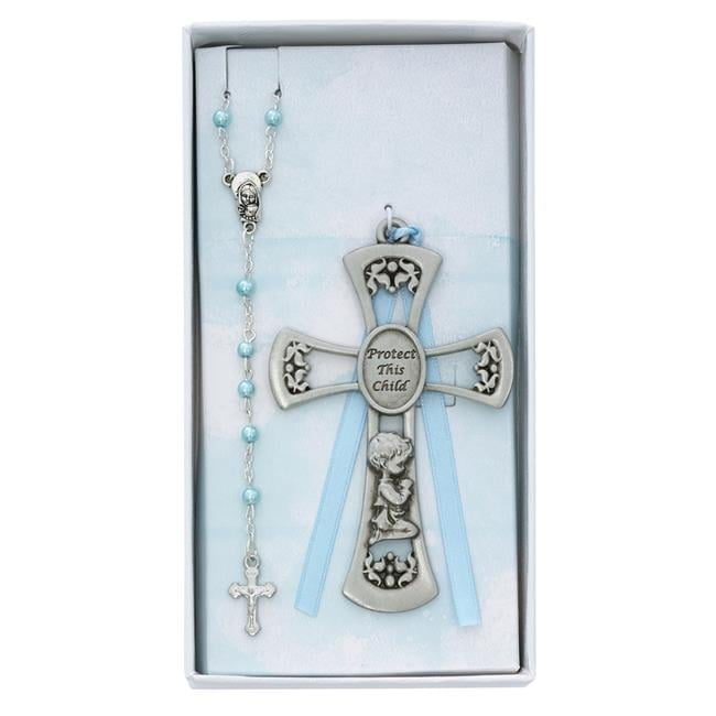McVan BS11 3 mm Baby Boy Crib Cross & Rosary Set - Blue - Walmart.com