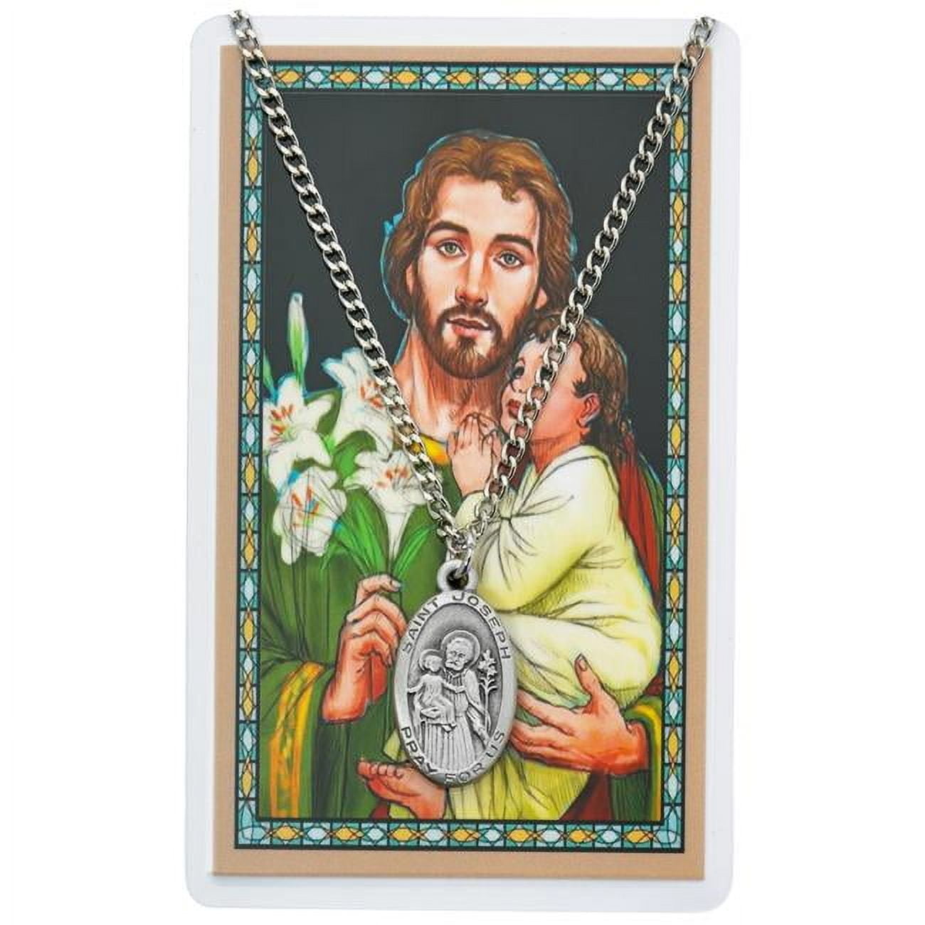 McVan PSD550JS St Joseph Prayer Pewter Medal with 24 in. Silver-Tone ...