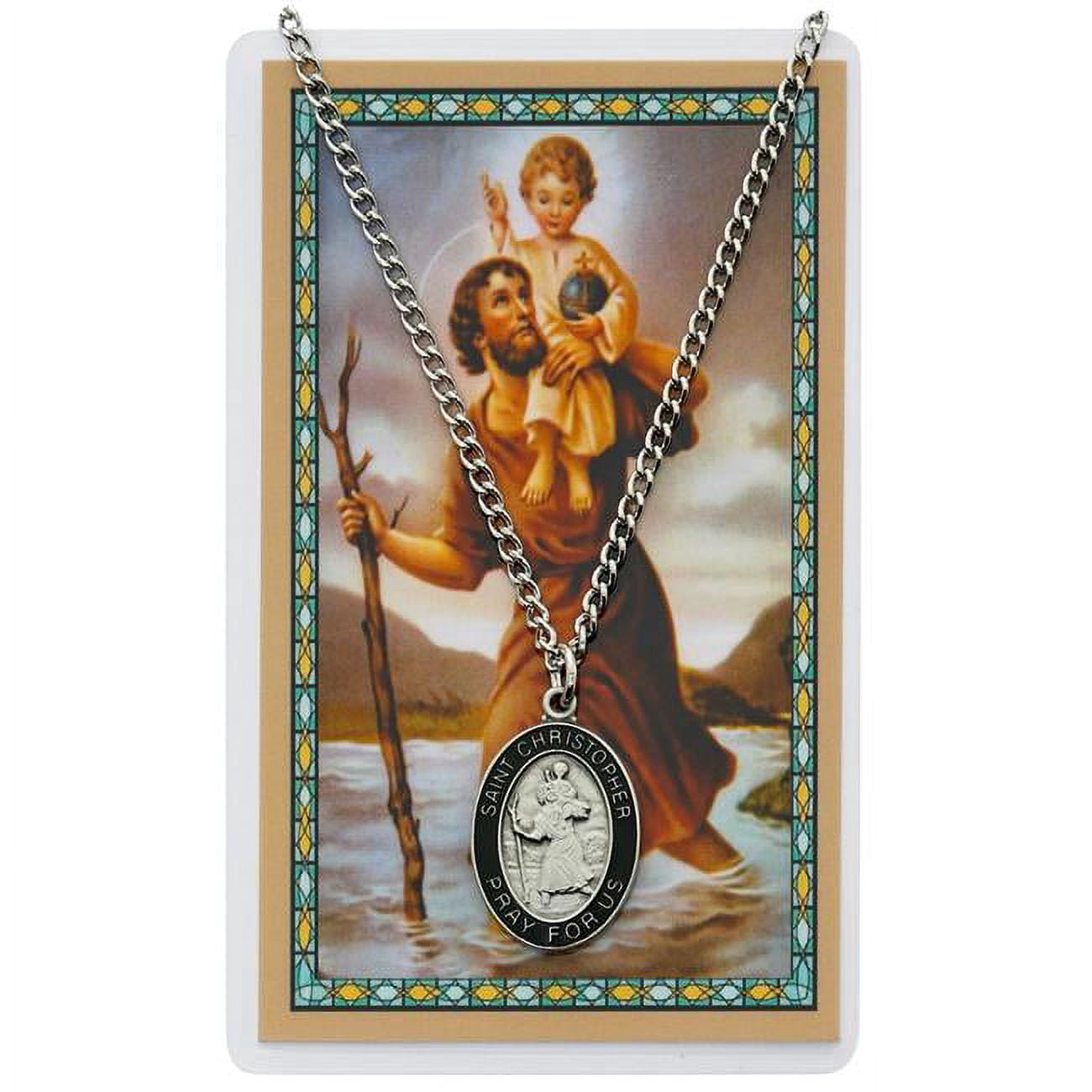 McVan PSD680CH St Christopher Prayer Black Enameled Pewter Medal with ...