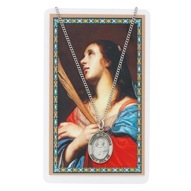 McVan PSD683AG 18 in. Chain Nickel Chain St Agatha Pewter Medal with ...
