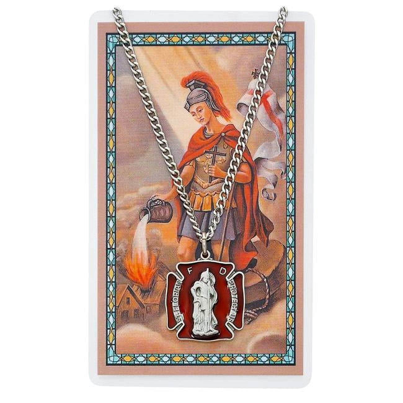 McVan PSD763 St Florian Prayer Pewter Red Enameled Medal with 24 in ...