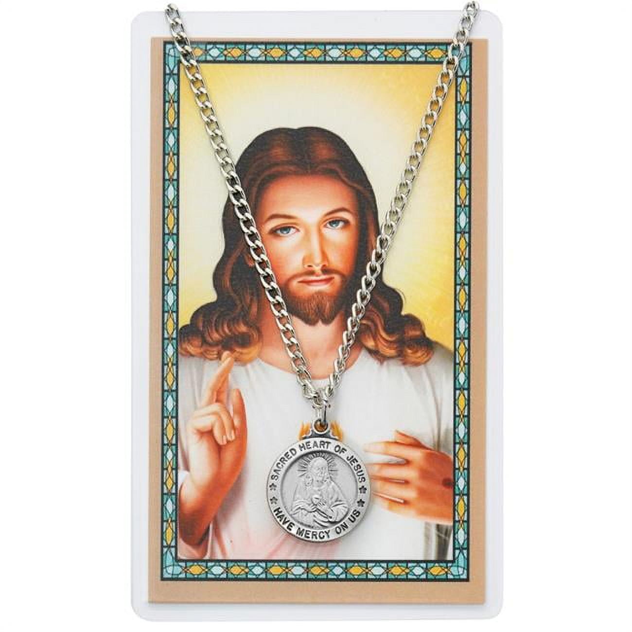McVan Sacred Heart Prayer Pewter Medal with 24 in. Silver-Tone Chain ...