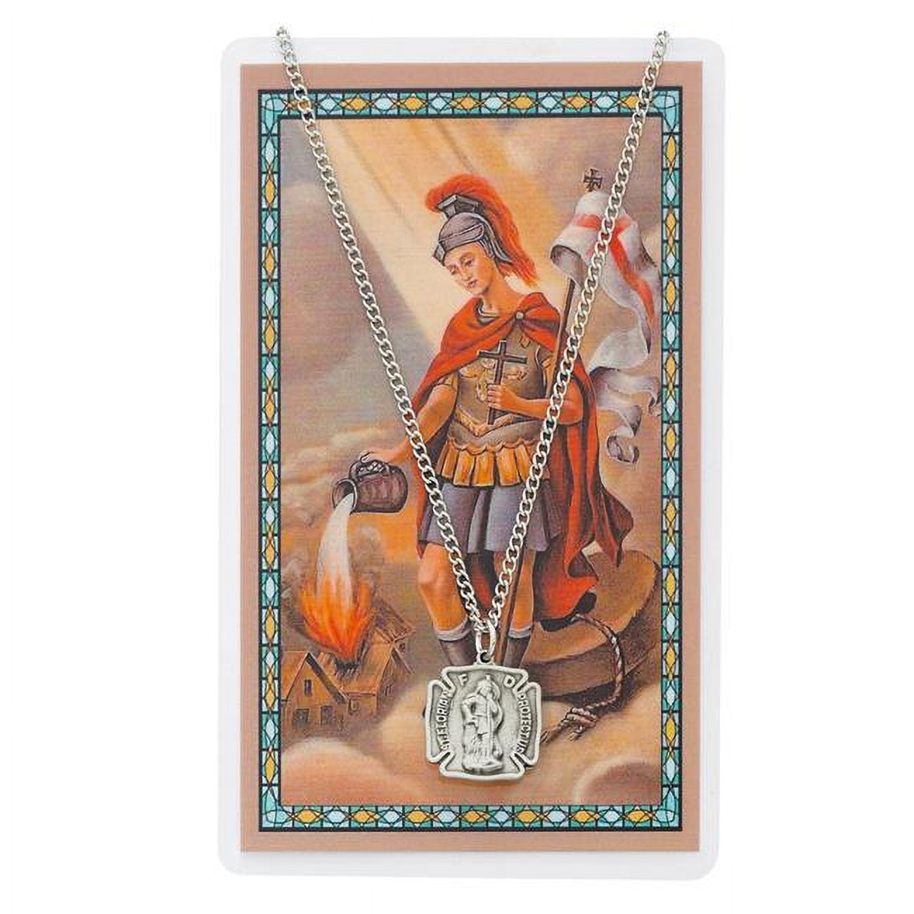 McVan St Florian Prayer Small Pewter Medal with 18 in. Silver-Tone ...