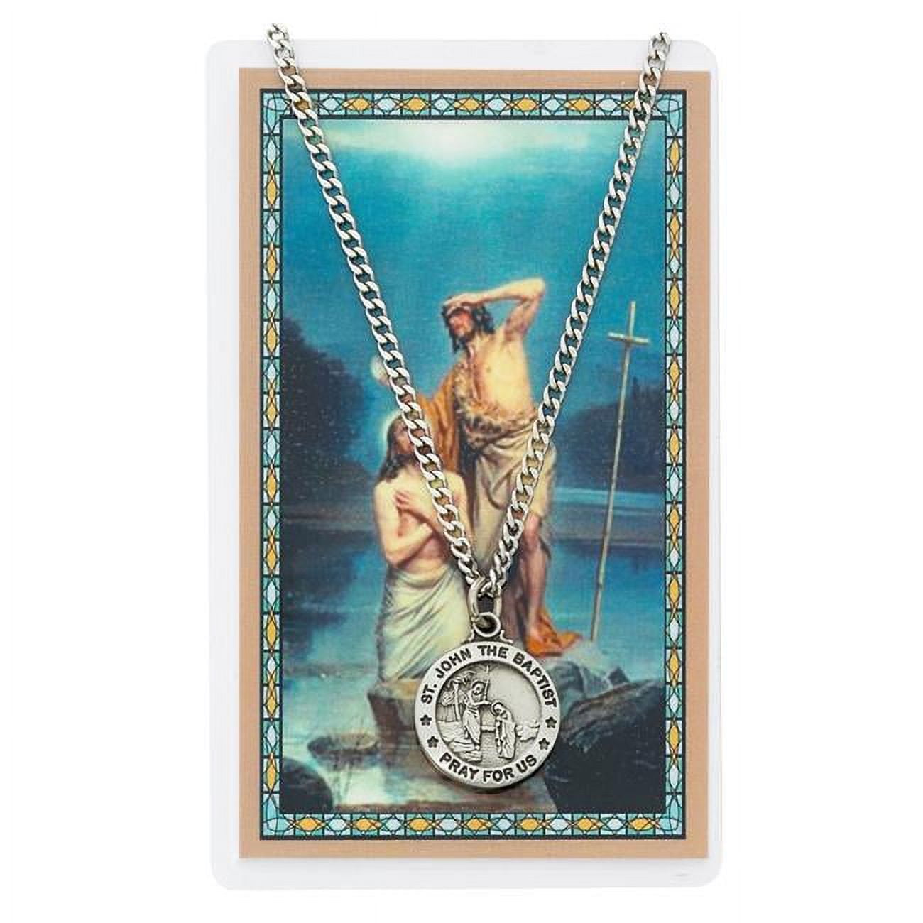McVan St John The Baptist Prayer Pewter Medal with 24 in. Silver-Tone ...