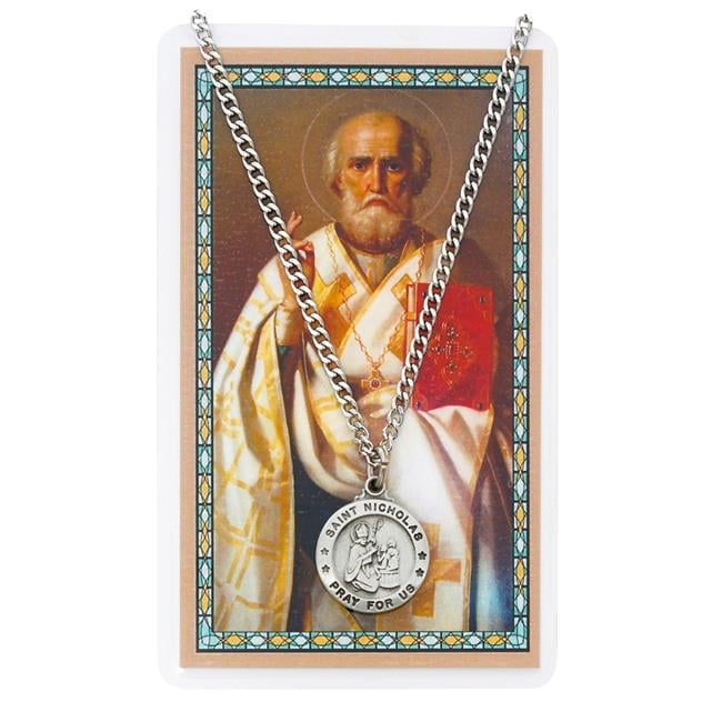 McVan PSD600NC St Nicholas Prayer Pewter Medal with 24 in. Silver-Tone ...