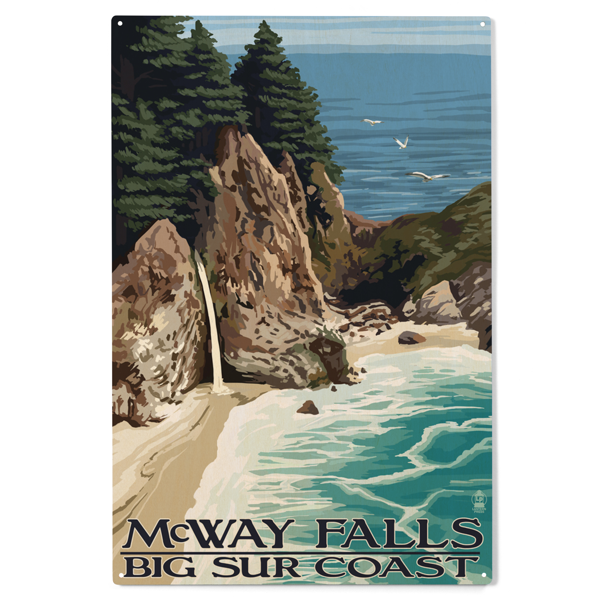 McWay Falls, Big Sur Coast, California Birch Wood Wall Sign (10x15 ...