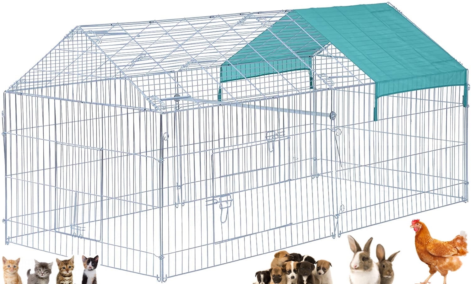 Mcage Large NO Rust Galvanized Steel Outdoor 1-Story Puppies Enclosure ...