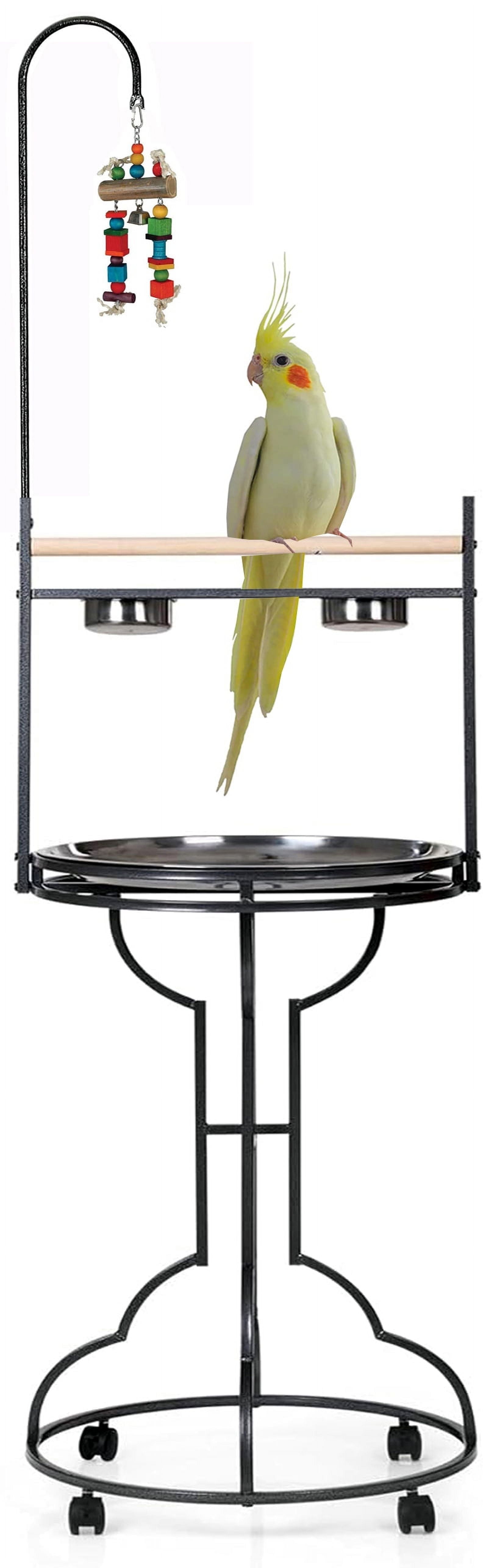 Mcage Parrot Play Stand, Large Wooden & No Rust Stainless Parrot Perch ...
