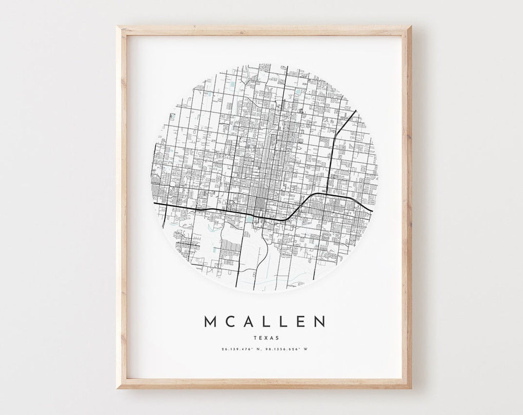 Mcallen Map Print, Mcallen Map Poster City Wall Art, Tx Road Map, Texas ...