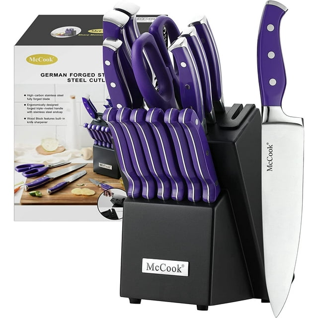 Mccook Mc27 15pc Kitchen Knife Set with Built-In Sharpener and Durable ...