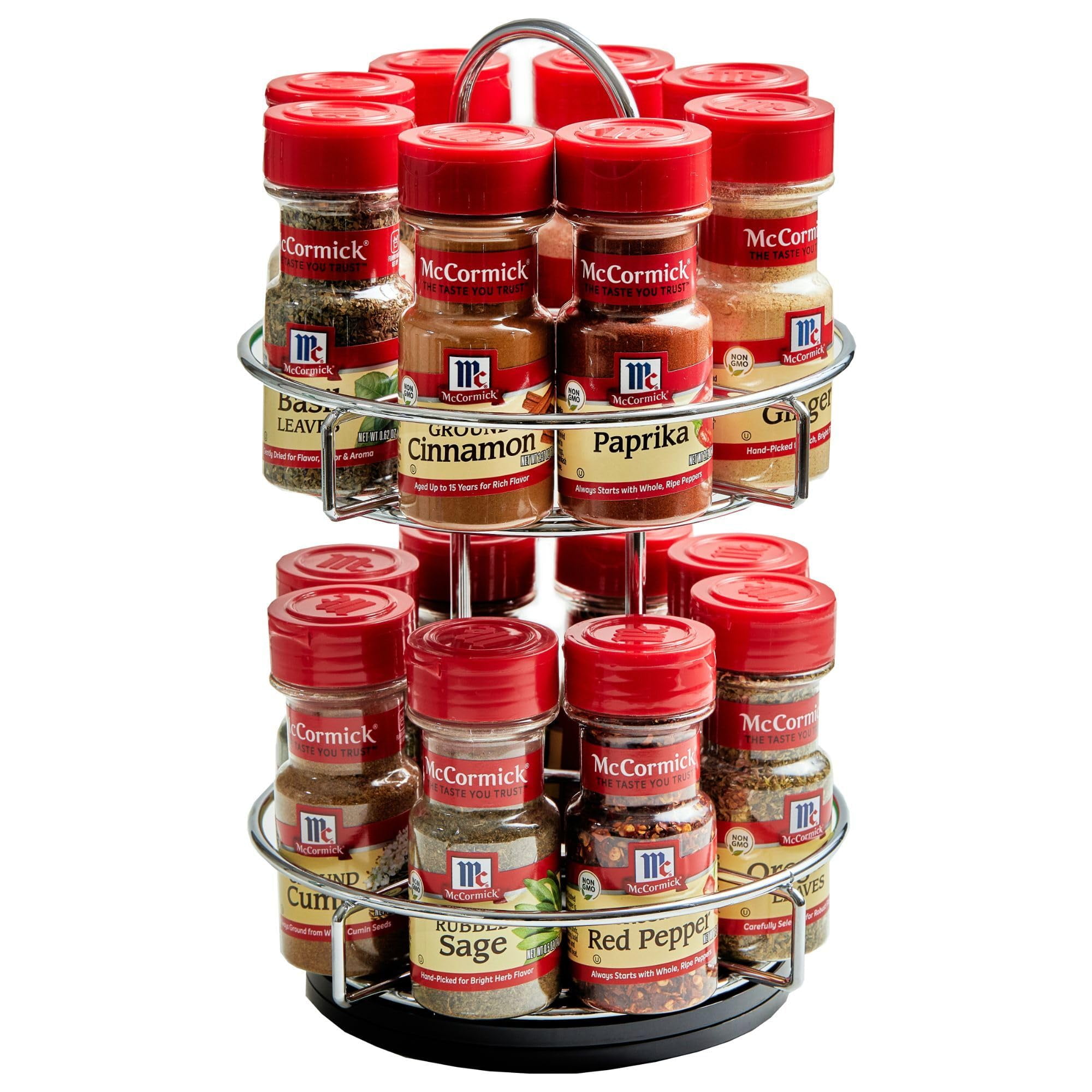 McCormick 16 Piece Kitchen Seasoning Set, Two Tier Chrome Spice Rack ...