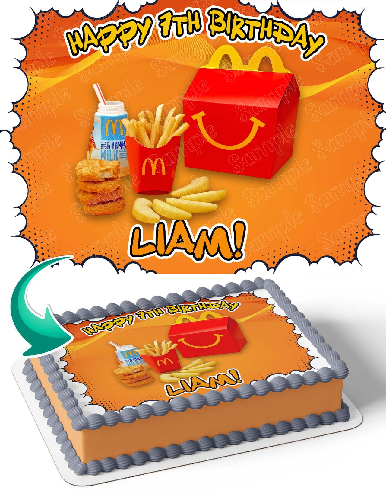 Mcdonald Happy Meal Kids Edible Image Cake Topper Personalized Birthday ...