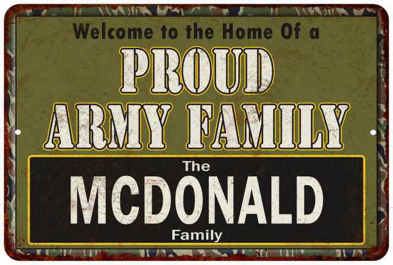 Mcdonald Proud Army Family Sign Gift 8x12 Metal Sign 108120023127 ...