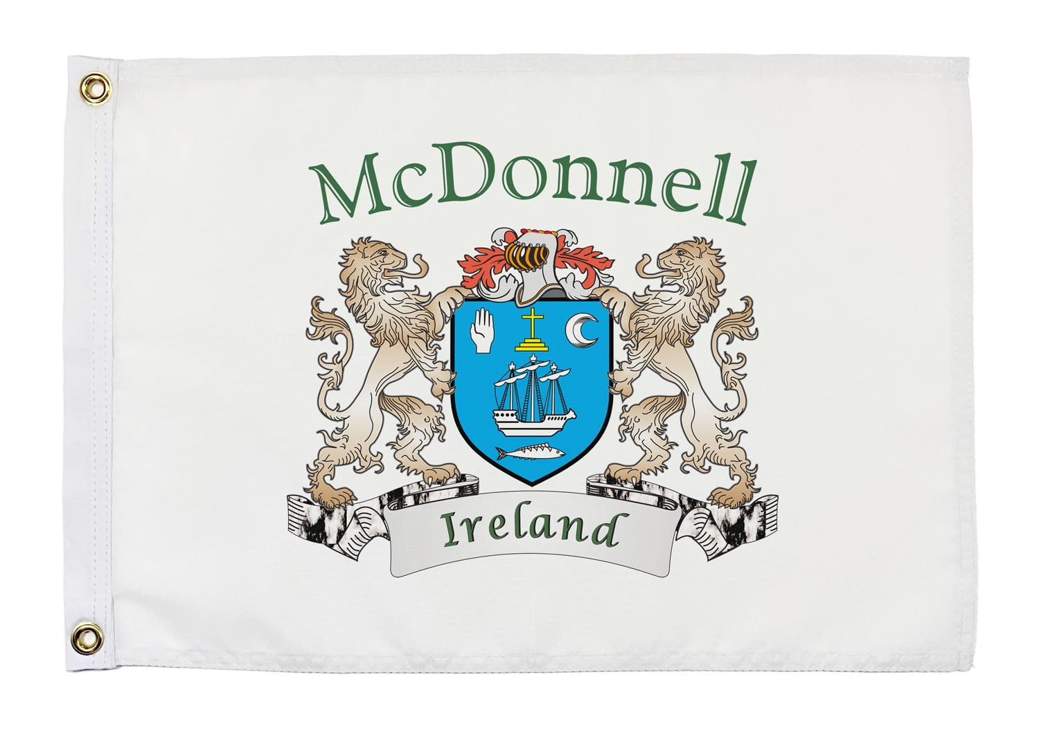 Mcdonnell Irish Coat of Arms Small White Flag - 16"x10.5" inches ...