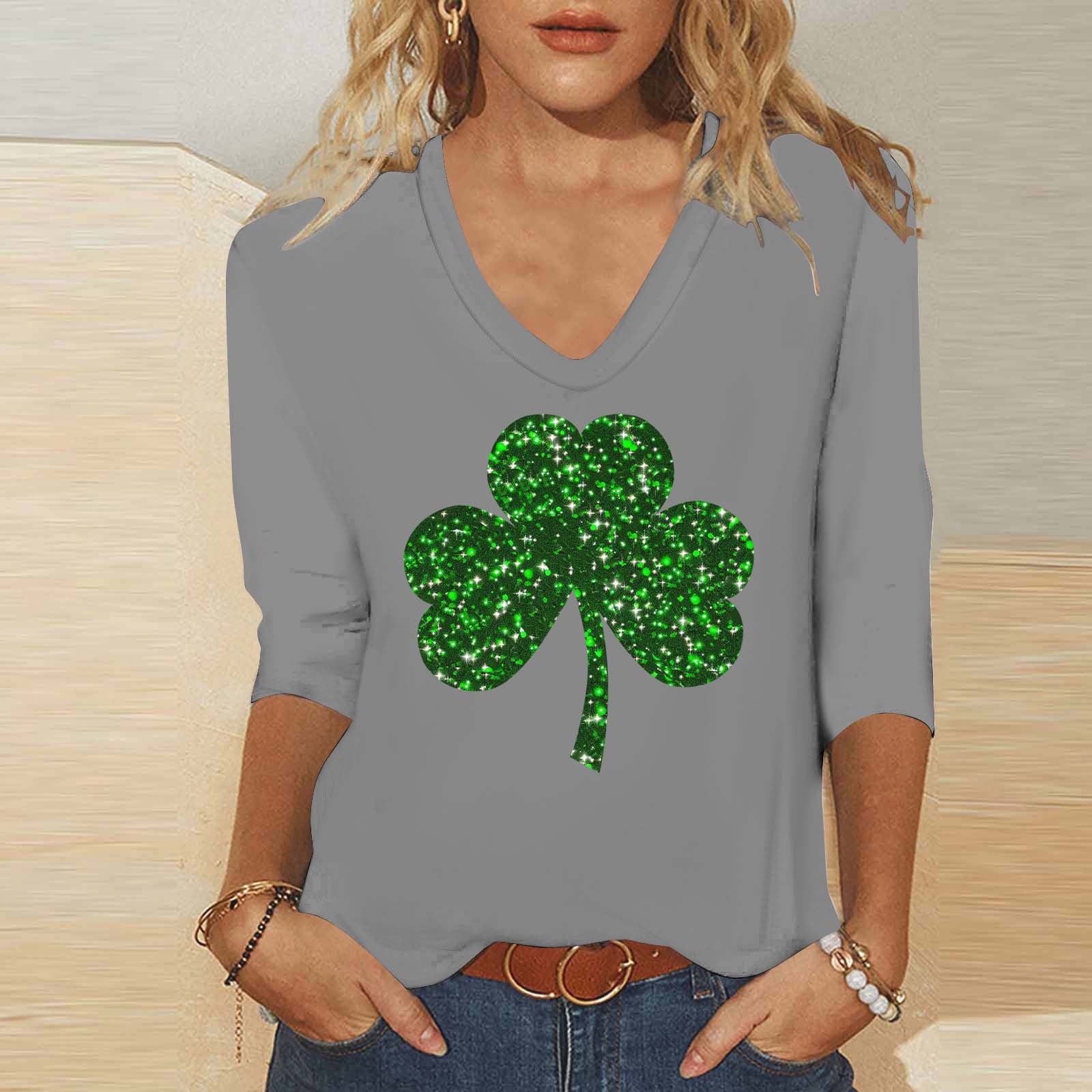 Mceream 3/4 Sleeve St Patricks Day Shirts for Women v neck Casual Funny ...