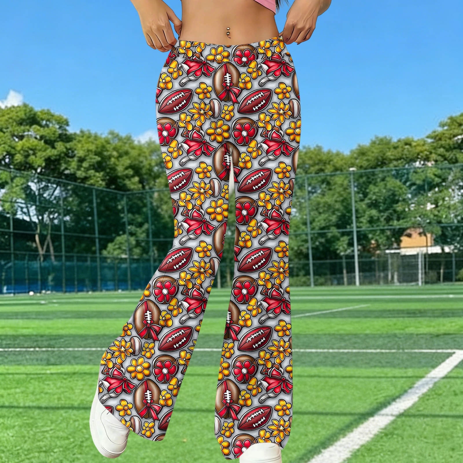 Mceream Game Day Pants Women Football Loose Fit High Waist Flare ...