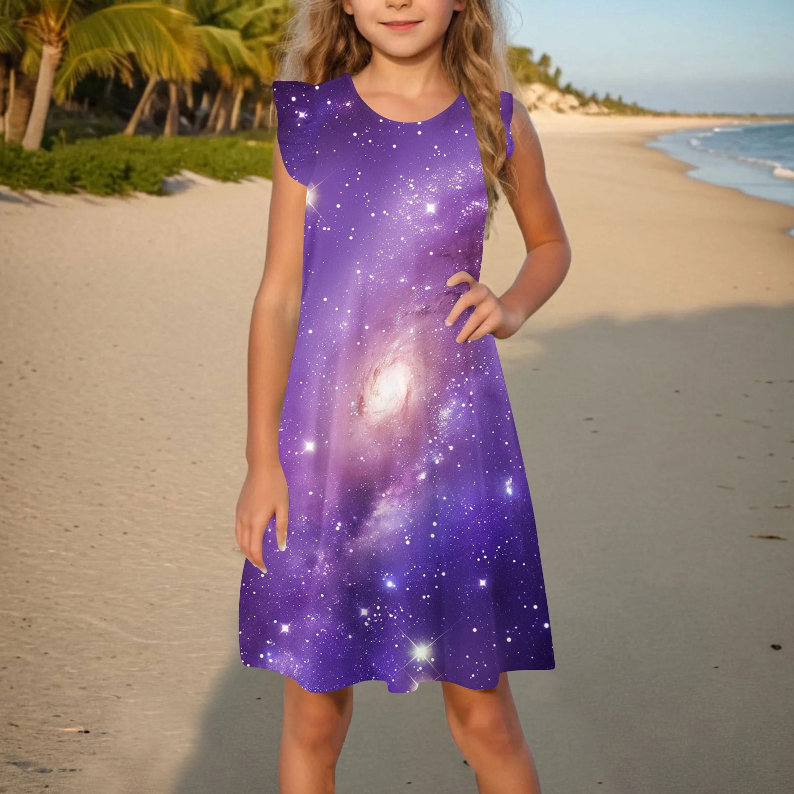 Mceream Girls Dresses formal Casual Crewneck Smocked Dress Swing Flowy ...