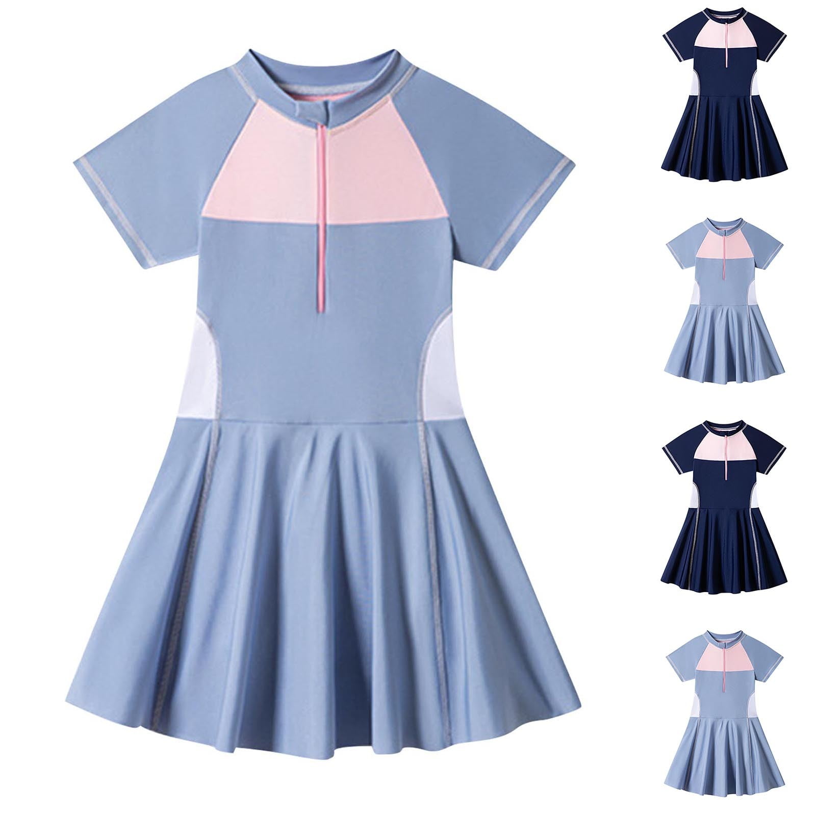 Mceream Girls One Piece Swimsuit Skirted Teens Bathing Suits Rashguard ...