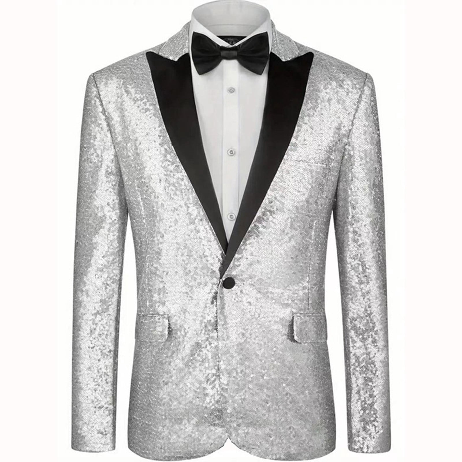 Mceream Men's Sequin Blazer Jacket Sparkly Tuxedo Slim Fit Party Prom ...